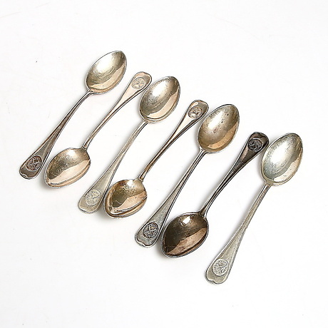 COFFEE SPOONS, 7 pcs, 830 silver, stamped with the Swedish Army's ...