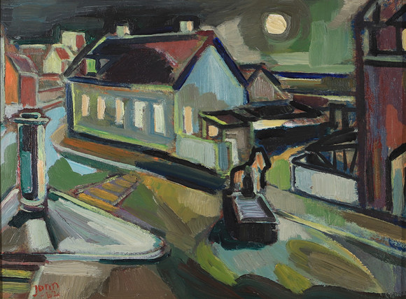 GUNNAR JONN. Street scene, oil on Board, signed Jonn -64. Art ...