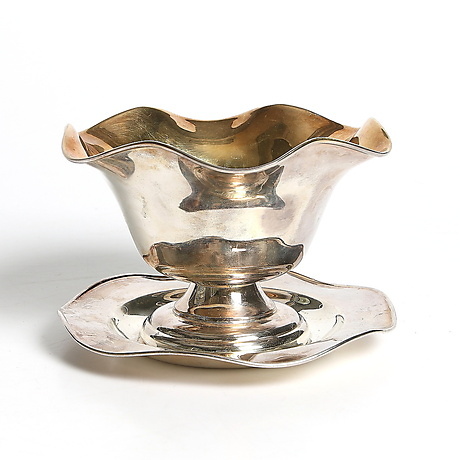 BOWL on DISH, silver, Hejl & Co., Fredericia, Denmark. Weight 573 grams ...