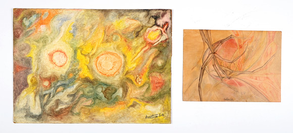 KNUT STEEN WURBS. 2 abstract compositions. Mixed media on paper. Dating ...