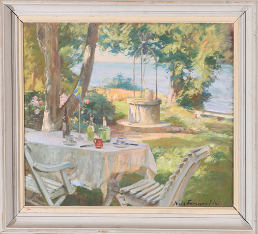 NILS FORSBERG FILS. Sommarfika, olja på duk, signerad. Konst - Måleri ...
