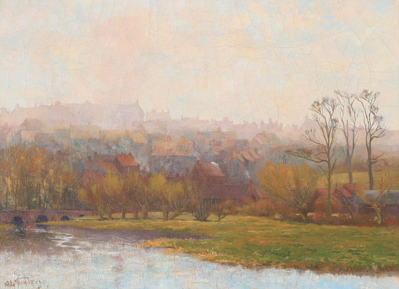 NILS FORSBERG FILS. Landscape with houses, oil on canvas, signed. Art ...