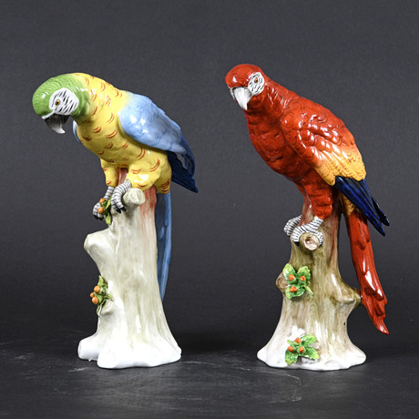 TWO GERMAN SITZENDORF PORCELAIN PARROTS. Ceramics & Porcelain ...