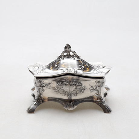 JEWELERY BOX, Art Nouveau, white metal, WMF, Germany, first half of the ...