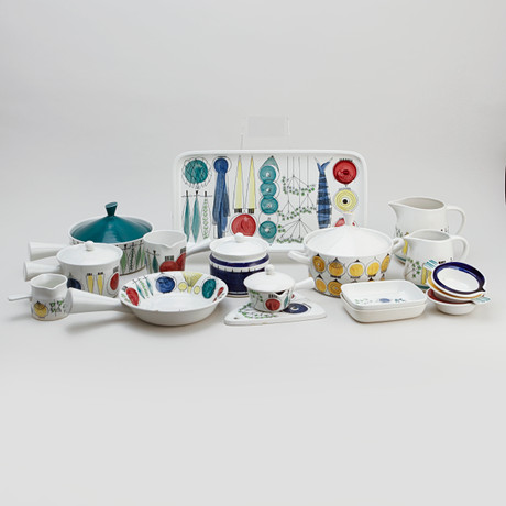 MARIANNE WESTMAN. 17 delar, flintgods, "Picknick", Rörstrand, 1950-tal ...