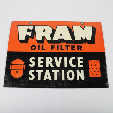 SIGN, "Front Oil Filter", lacquered sheet metal. Miscellaneous ...