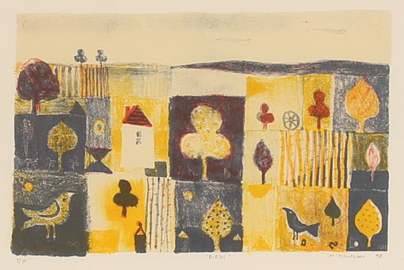 NICK HOWSON. Värilitografia, "Linnut", signeerattu ja päivätty. Taide ...
