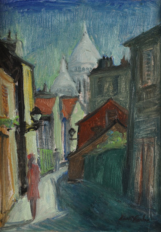 LARS HERDER. Paris street with Sacre Coeur. Art - Paintings - Auctionet