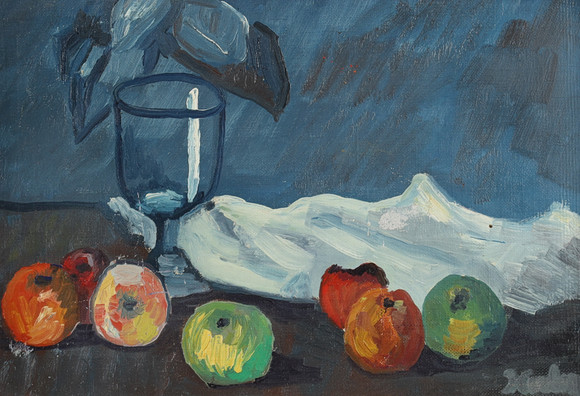 LARS HERDER. Still life with wine glass and apples. Art - Paintings ...