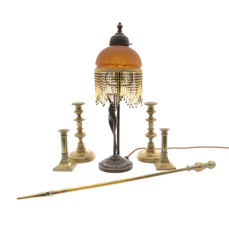 A REPRODUCTION BRONZED TABLE LAMP, AFTER MOREAU. Lighting & Lamps ...