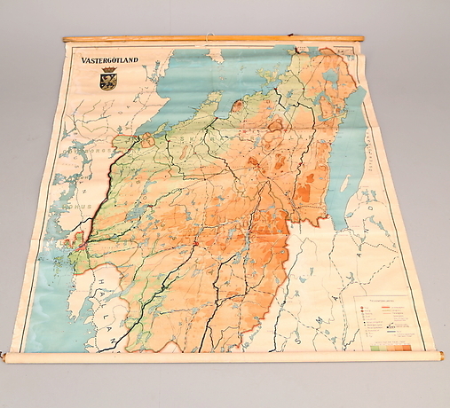 SCHOOL MAP, Västergötland, 20th century. Other - Miscellaneous - Auctionet