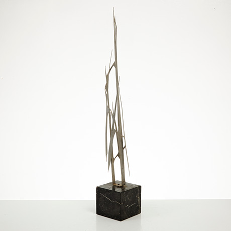 JAIME PIMENTEL (1933): skulptur, signerad, aluminium, sockel i sten ...