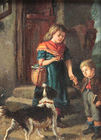 HANS SUTTER. "Siblings". Art - Paintings - Auctionet