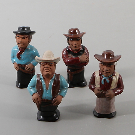 FIGURES, 4 pcs, ceramics, "The Cartwright Brothers", Tore Borg, 1900s ...