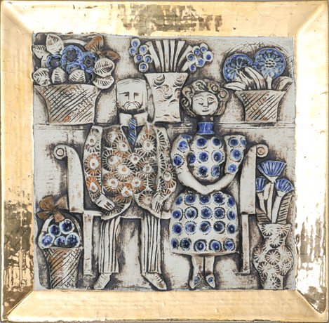 LISA LARSON. Wall plaque, stoneware, "anniversary". Ceramics ...