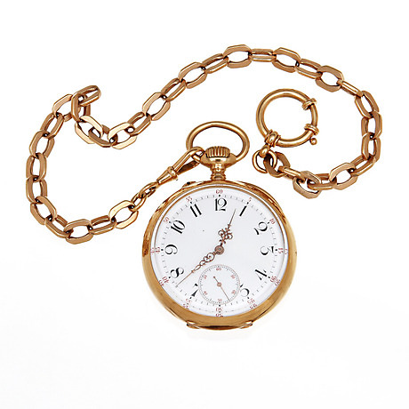 POCKET WATCH, 18k gold with pocket watch chain 18k, total weight 148 ...