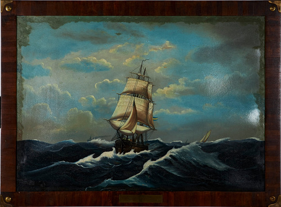 OIDENTIFIERAD KONSTNÄR. Barkskeppet Maria, olja på pannå. Konst ...