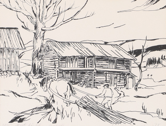 SVEN SCHUTSER BRANZEN. "Algot kör ved", lithograph, signed -78. Art ...