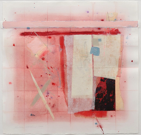BARBARA WELDON (USA 1931-2007). "Red Square", mixed media, signed and ...