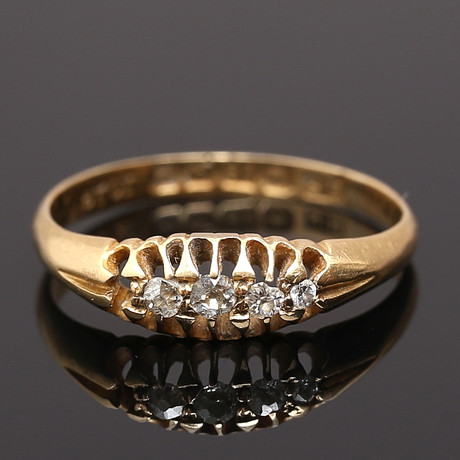 RING, 18k gold, small diamonds. Foreign stamps. Jewellery & Gemstones ...