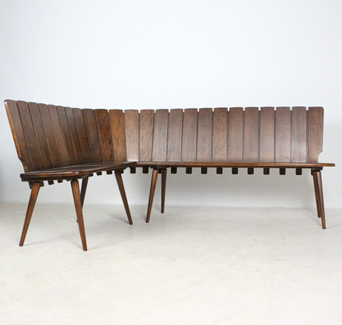 Brutalist bench / corner bench, wood. Furniture - Sofas & seatings ...