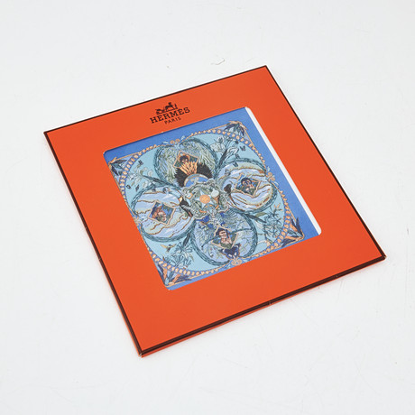 HERMÈS, "Amazonia", scarf, silk, light blue background, design Laurence ...