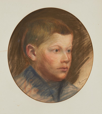 WERNER, CARL (1879-1967). Portrait depicting a little boy, pastel ...