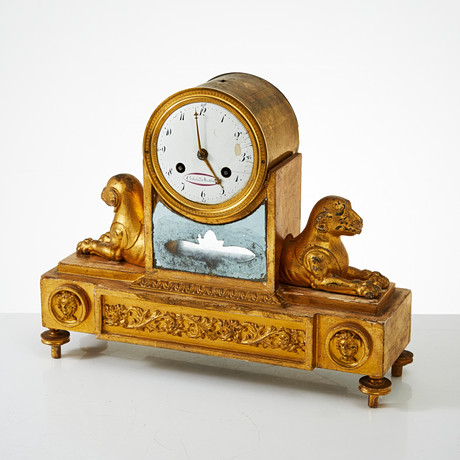 TABLE CLOCK, empire, first part of the 19th century, gilt decoration ...