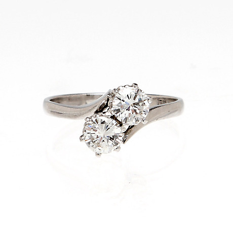 TWIN RING, 18K white gold with diamonds, a total of about 1.00 ct ...