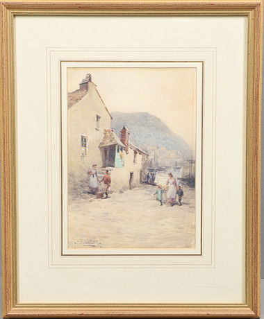 HERBERT E BUTLER (1861-1931). SCEN I EN CORNISH FISKEBY. Konst ...