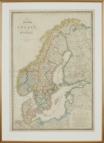KARTA, "Sweden and Norway", 1800-tal, James Wyld, London, delvis ...