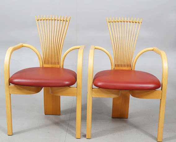 TORSTEIN NILSEN. Western Nofa, Norway. 'Totem' armchairs, beech, 2 ...