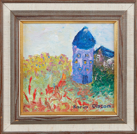 KARIN OLSSON (1928-2006). "Tornet", signerad Karin Olsson, olja på duk. Konst - Måleri - Auctionet