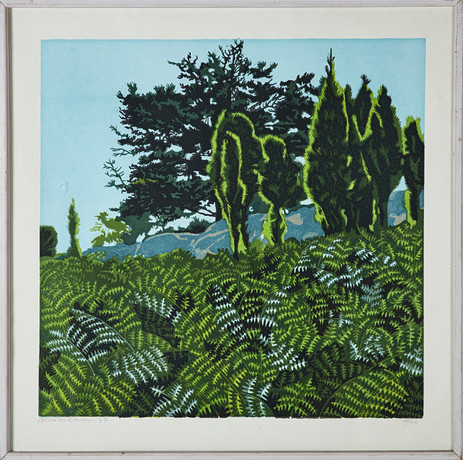 SVENOLOV EHRÉN. Green landscape, color lithograph, signed and dated -78 ...