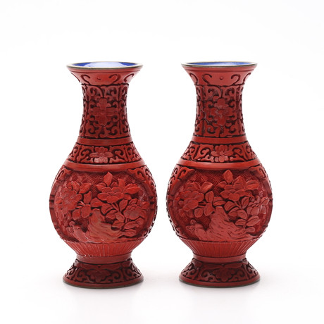 VASES, 1 pair, lacquer work, China. Asiatica - Auctionet
