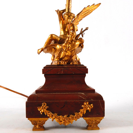 BORDSLAMPA, brons/metall och marmor, 1800/1900-tal. Belysning & Lampor ...