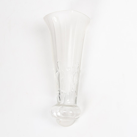 EDVIN OLLERS. Wall vase, clear or frosted glass, labeled Elme. Glass ...