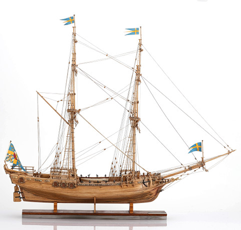SHIP MODEL, sailing ship, "Amphion 1778", two masts, wood, textile ...