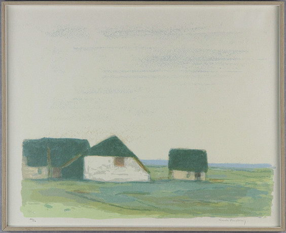 GUSTAV RUDBERG. Litografi 284/310, gårdshus, signerad. Konst - Grafik ...