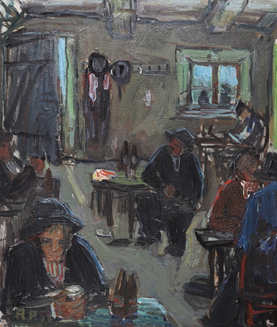 RAGNAR PERSON. Oil on Board, Beer cafe, Signed and dated. Art ...