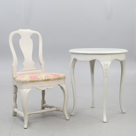 BORD & STOL, 2 delar Rokokostil. Möbler - Bord - Auctionet