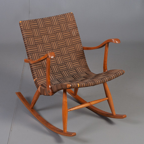 ROCKING CHAIR, 30-40s, covered in saddle girth. Furniture - Armchairs ...