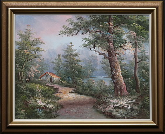 IRENE CAFIERI. House by the lake. Oil on Board. Signed. Art - Paintings ...