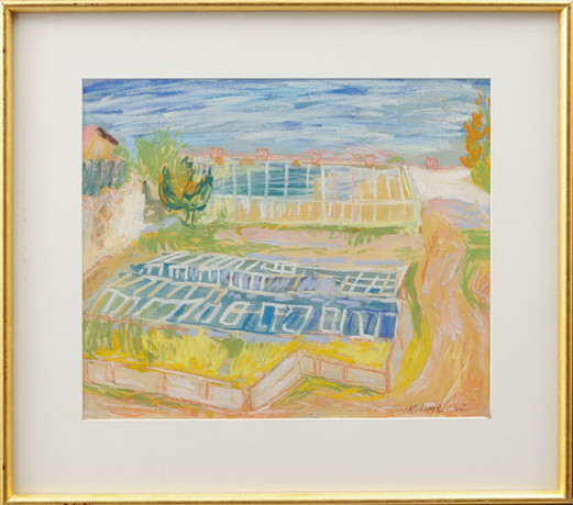 KNUT IRWE. Växthus, blandteknik, signerad och daterad 45. Konst ...