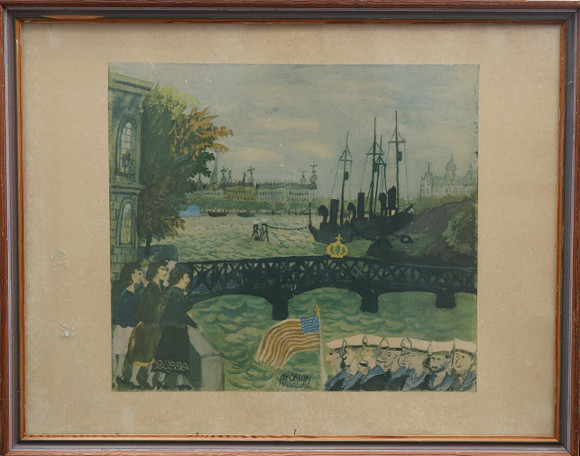 OLLE OLSSON HAGALUND. Color print, "American fleet visit" signed in the ...