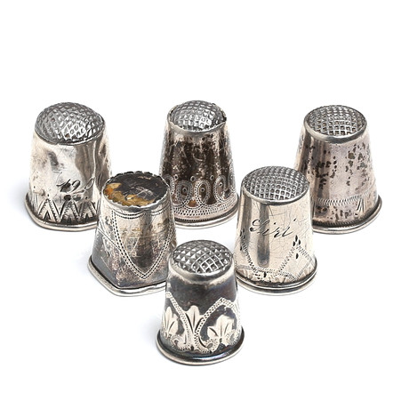 FINGERBORGAR. 6 st, silver, Svenska samt Svenska importstämplar. Silver ...