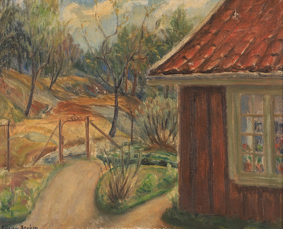 EUGEN STRÖM. Landskap med stuga, olja på duk, signerad. Konst - Måleri ...