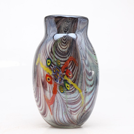 Vase in polychrome Murano glass with "millefiore" inclusions, 20th ...