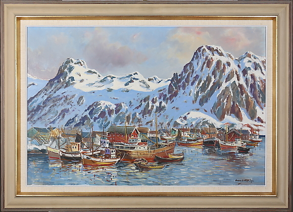 OSCAR SUNDBERG. "Fra Lofoten". Olja på duk, signerad. Konst - Måleri ...