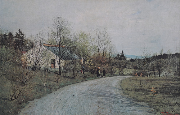 THAULOW FRITS. Efter. offsettryck, "Landskap vid Oslo", master art ...